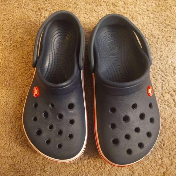CROCS | Shoes | Crocs Navy Blue Red White Boys Sandals Size 3 Preowned ...